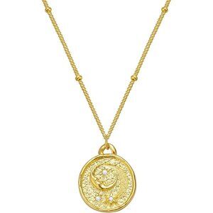 Jewelry | Celestial Moon Star Coin Necklace 18k Gold Plated 925 Silver ...